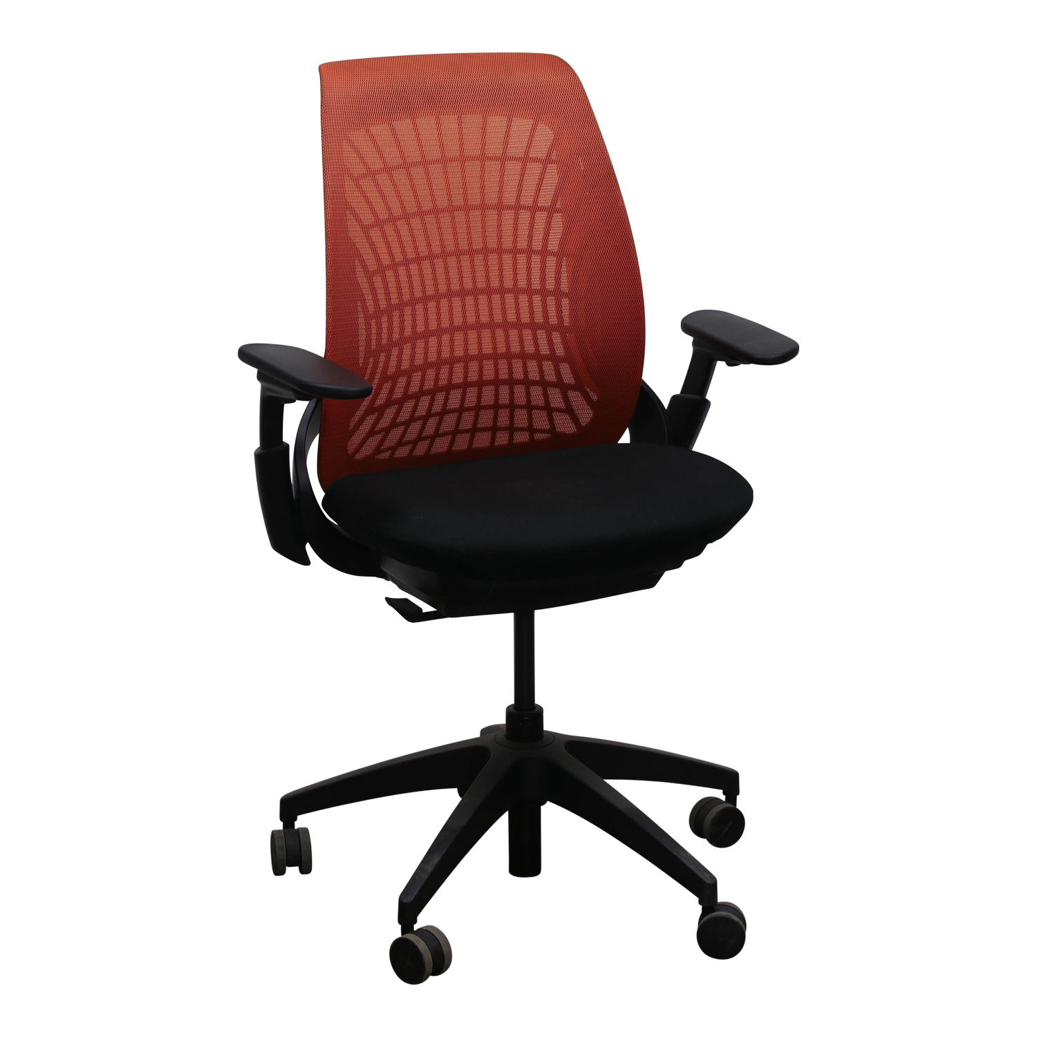 Allsteel Mimeo Used Orange Mesh Back Task Chair, Black Seat - National ...
