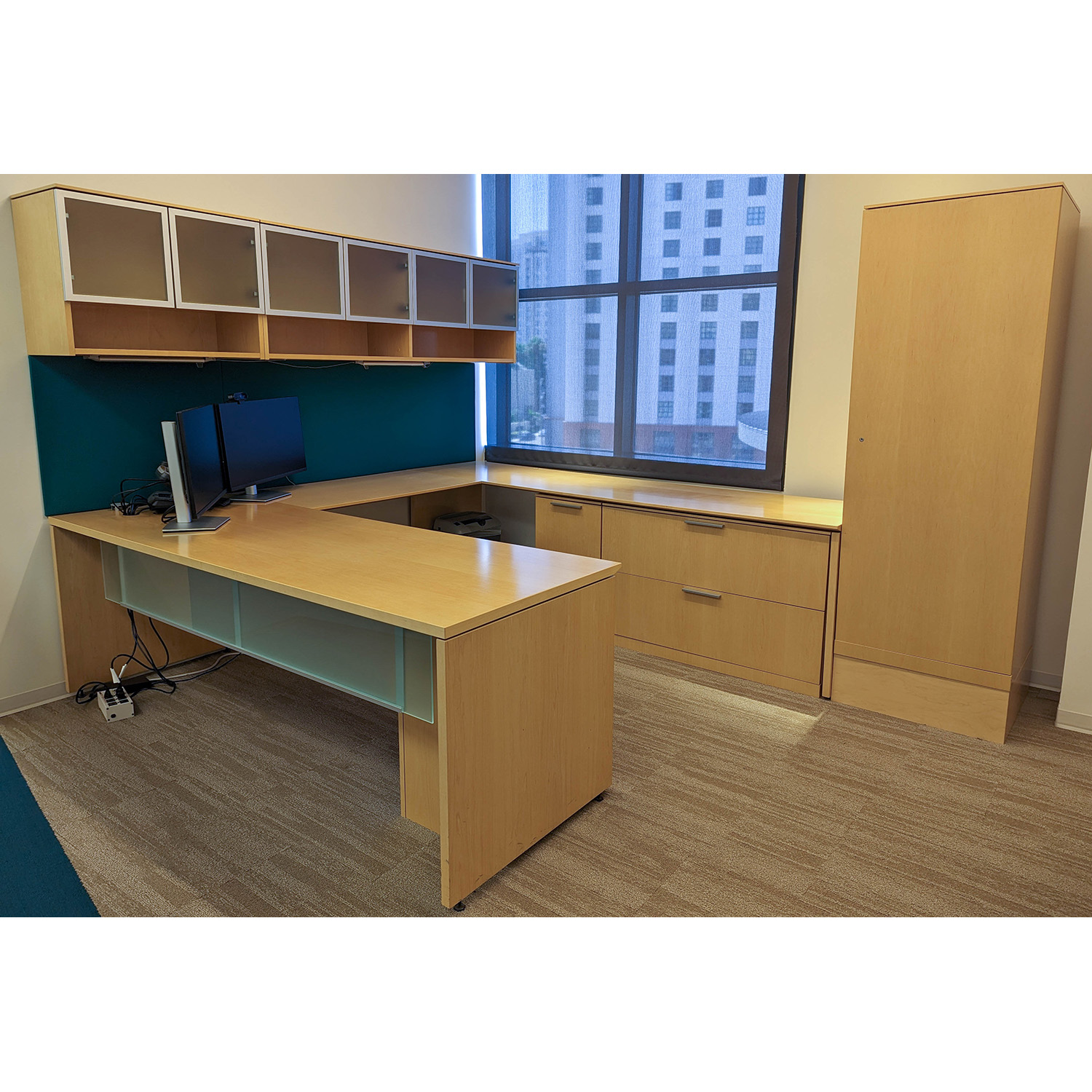 Herman Miller Used Wood Veneer U-Shaped Desk Set w Right Return, Maple ...