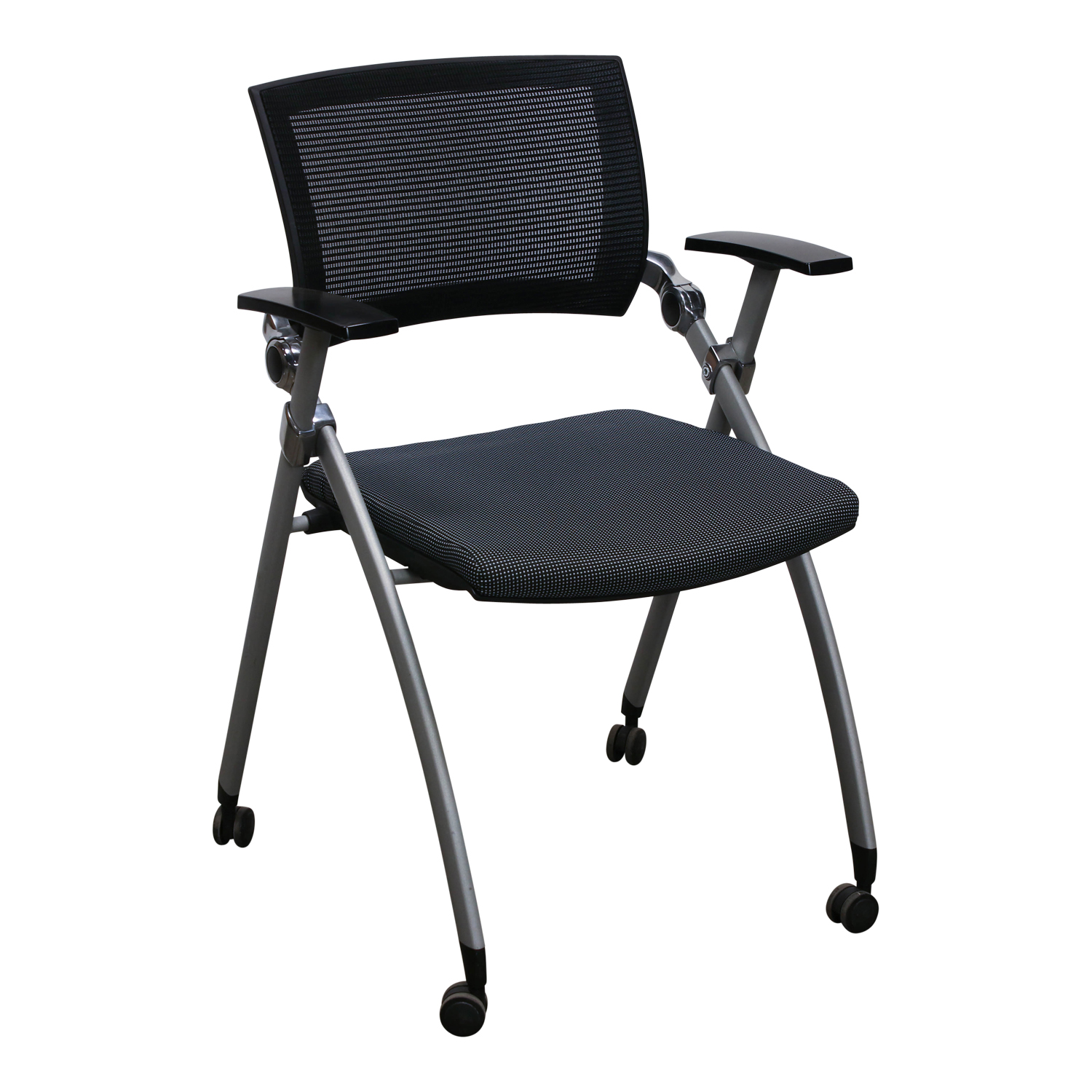 National Jimmy Used Mesh Back Nesting Chair, Black - National Office ...