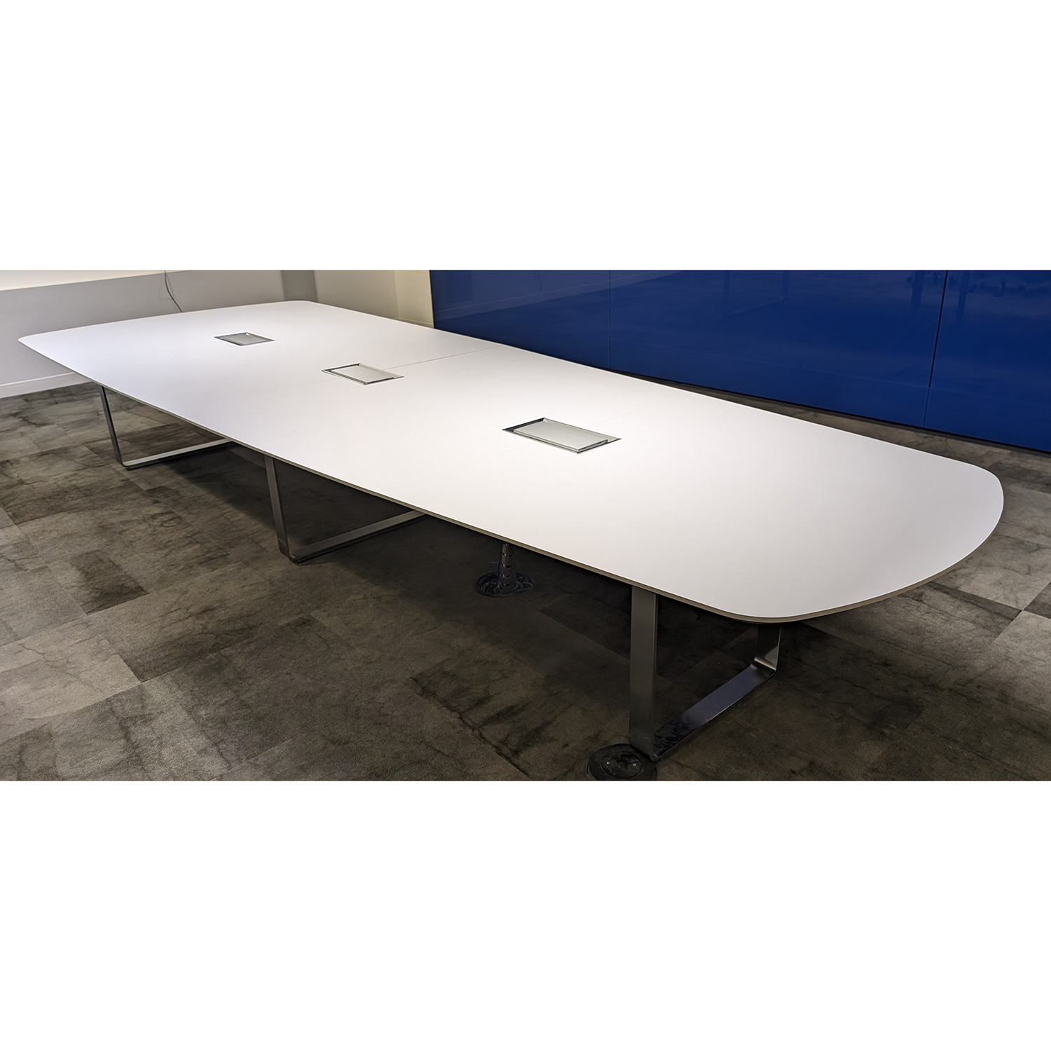 Used 16 Foot Laminate Conference Table with Powered Grommets, White ...