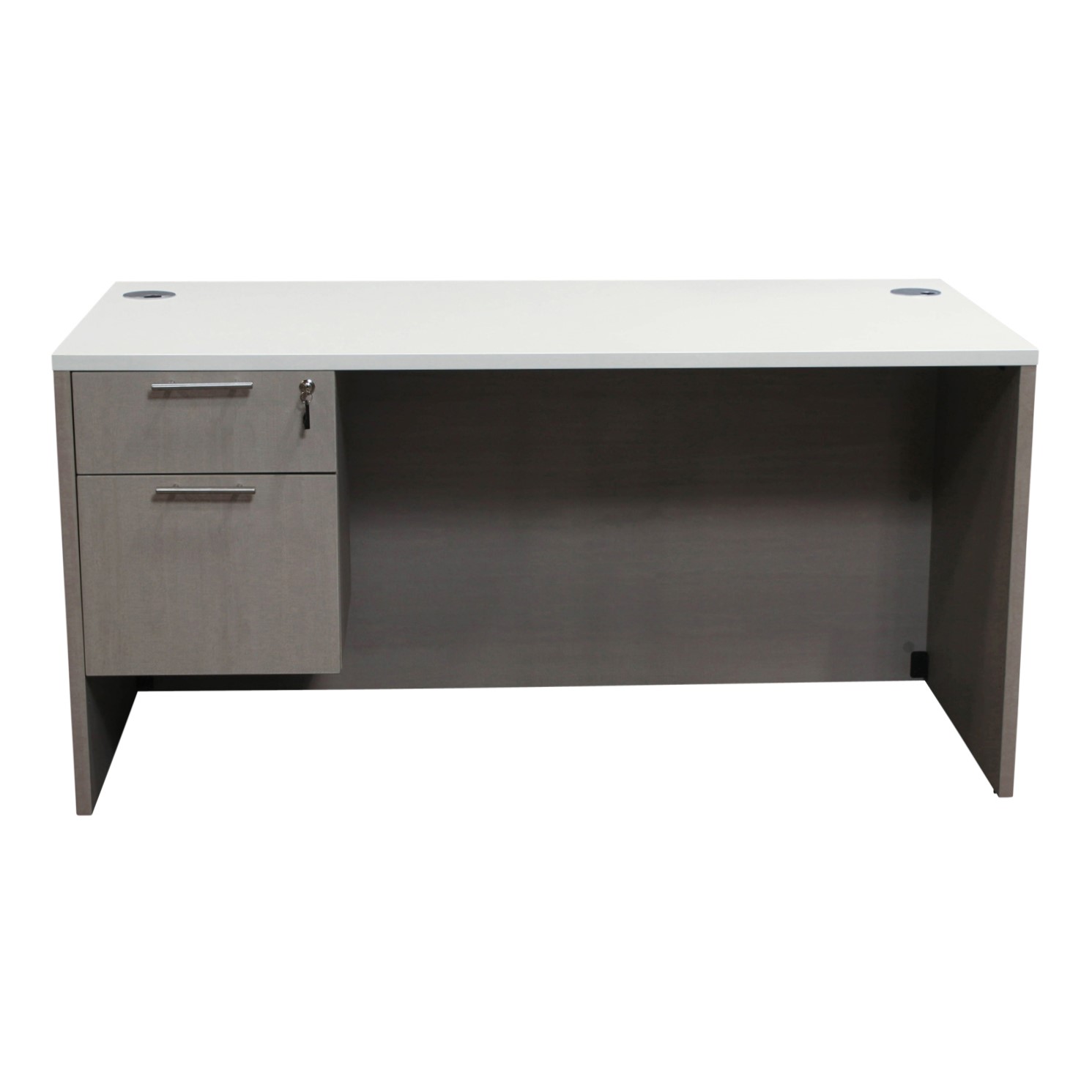 Newport 30x60 Single Pedestal Desk, Mishan Cloth and White - National ...