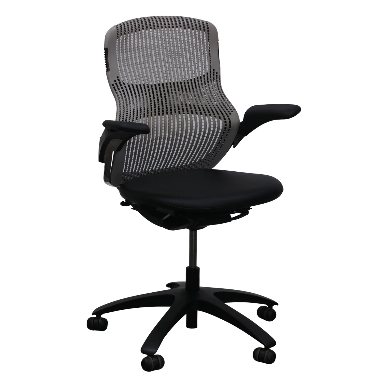 Knoll Generation Used Task Chair, PU Satin Black Leather Seat ...