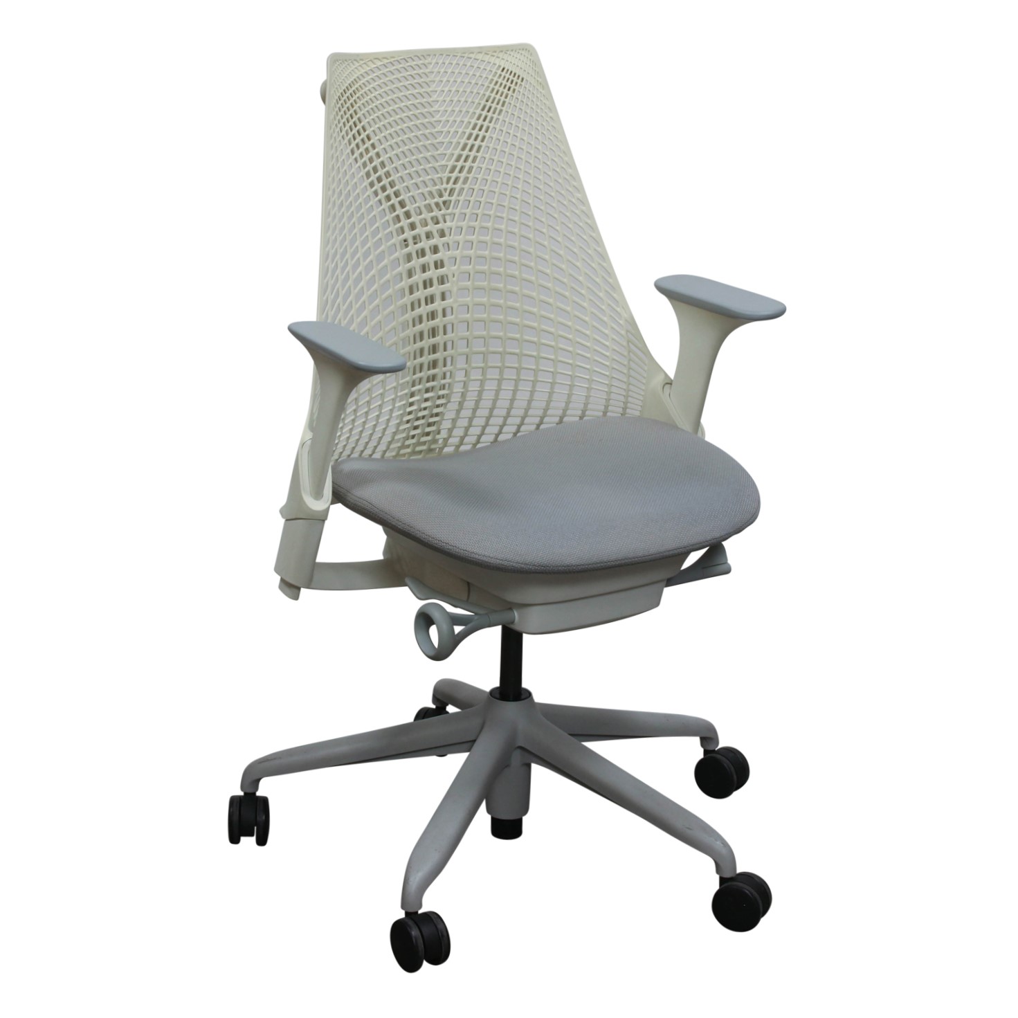 Herman Miller Sayl Used White Back Task Chair, Gray Weave Pattern Seat ...