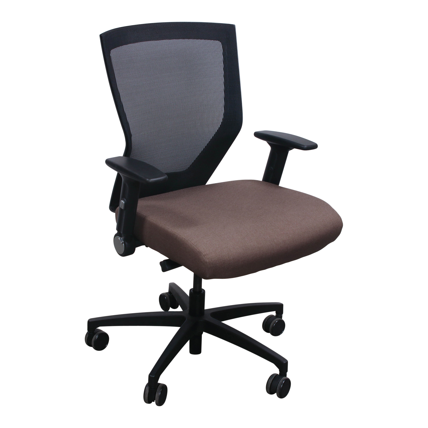 Via Run II Plus Used Black Mesh Back Task Chair w Flip Arms, Brown Seat ...