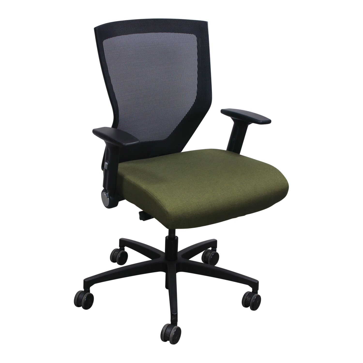 Via Run II Plus Used Black Mesh Back Task Chair w Flip Arms, Green Seat ...
