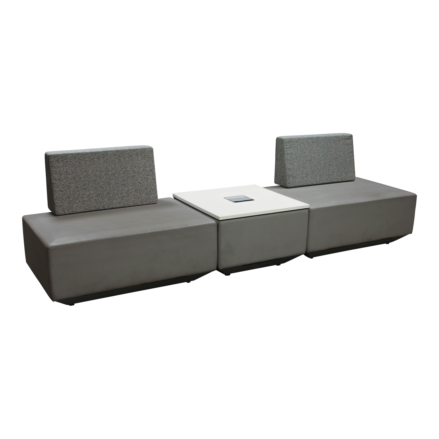 Teknion Used Modular PU Leather Lounge Seating Set w Table, Gray ...
