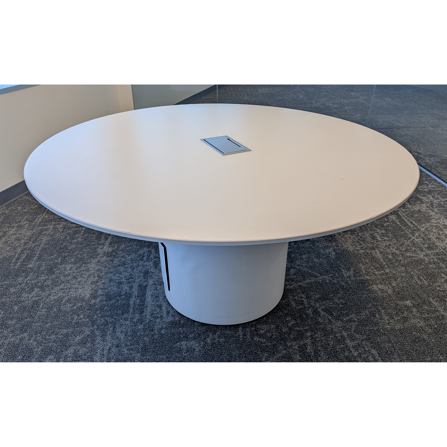 5 Foot Used Round Laminate Conference Table w Power Grommet, White ...
