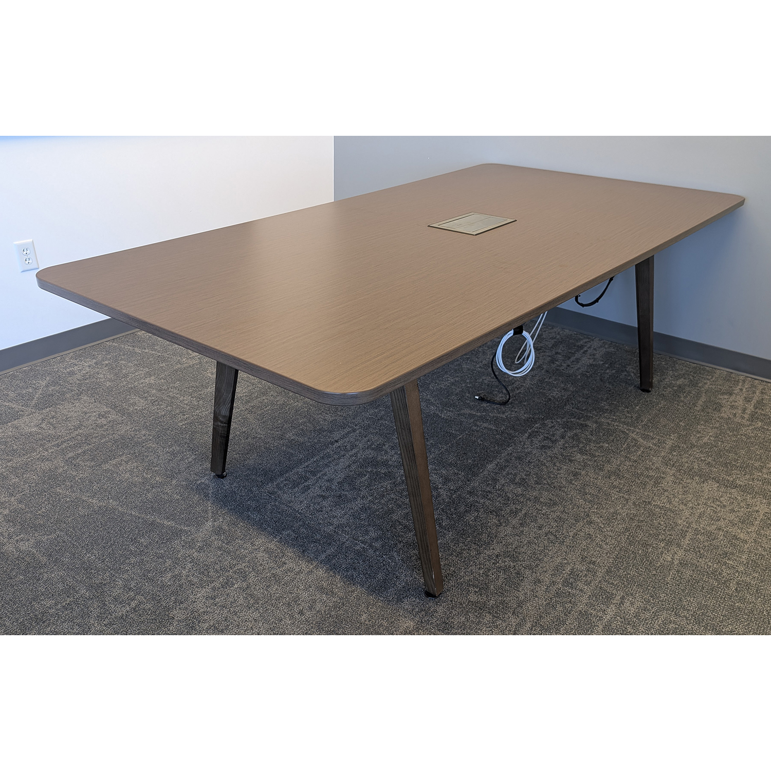 OFS Used 8 Foot Trapezoid Wood Veneer Conference Table, Light Walnut ...