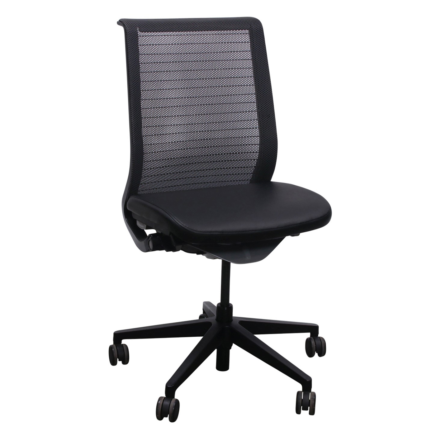 Steelcase Think Used Armless Graphite Mesh Task Chair, Black Satin PU ...