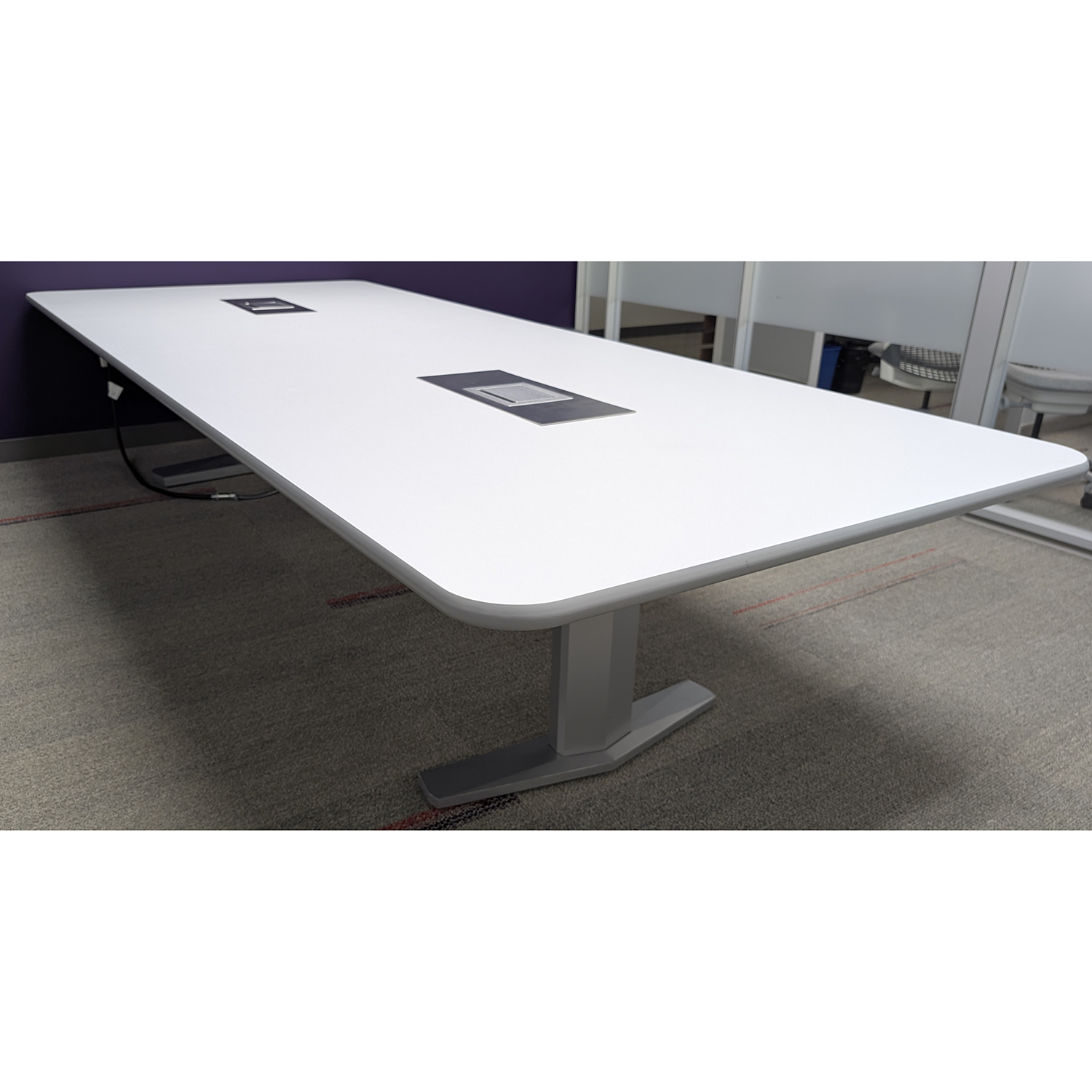 Steelcase 12 Ft Used Tapered Conference Table w Power Grommets, White ...