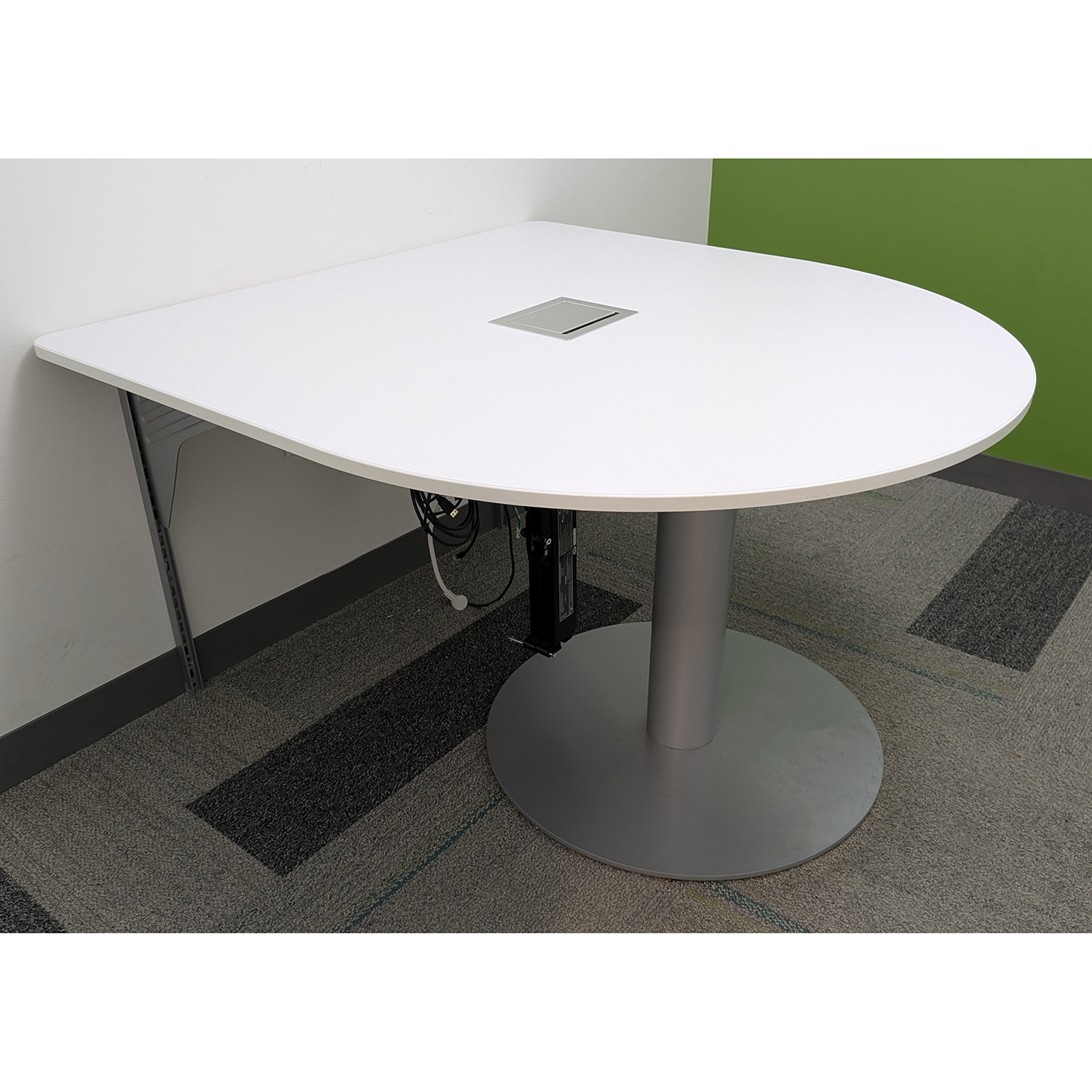 Steelcase 60x60 Used Bullet Meeting Table w Power Grommet, White ...