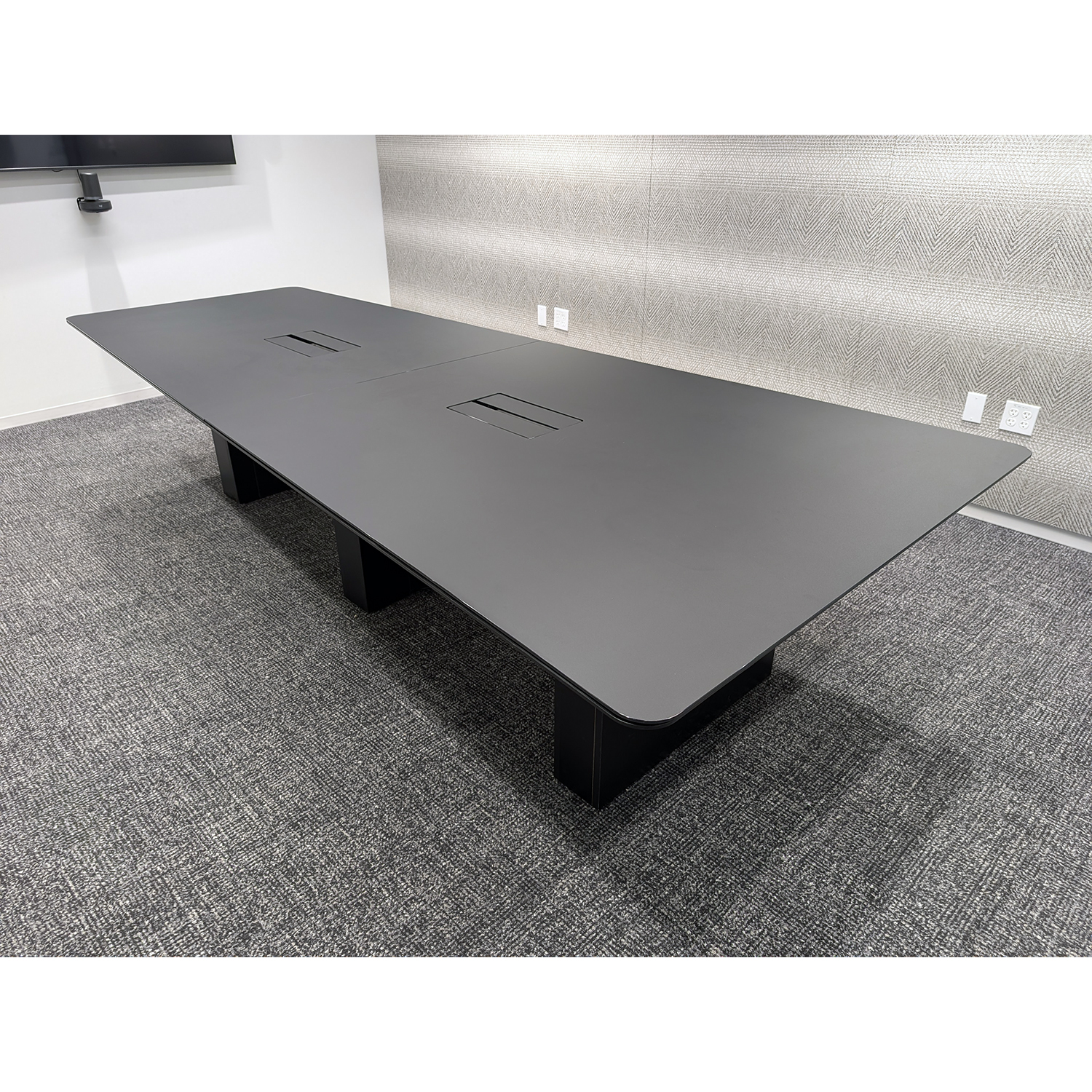 Enwork Foundation Panel Used 11 Foot Glass Conference Table, Black ...