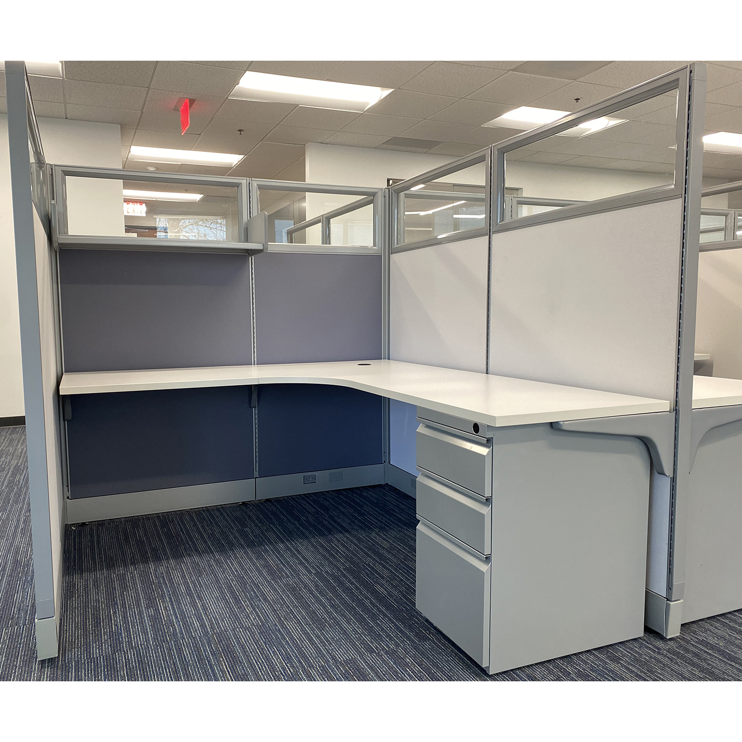 5.5 x 6 Openplan Systems OPS2 Used Cubicles w Glass, Gray and Taupe ...