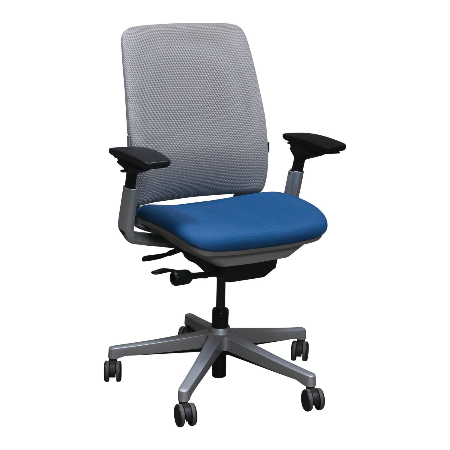 Steelcase Amia Used Gray 3D Mesh Back Task Chair w Platinum Frame, Blue ...